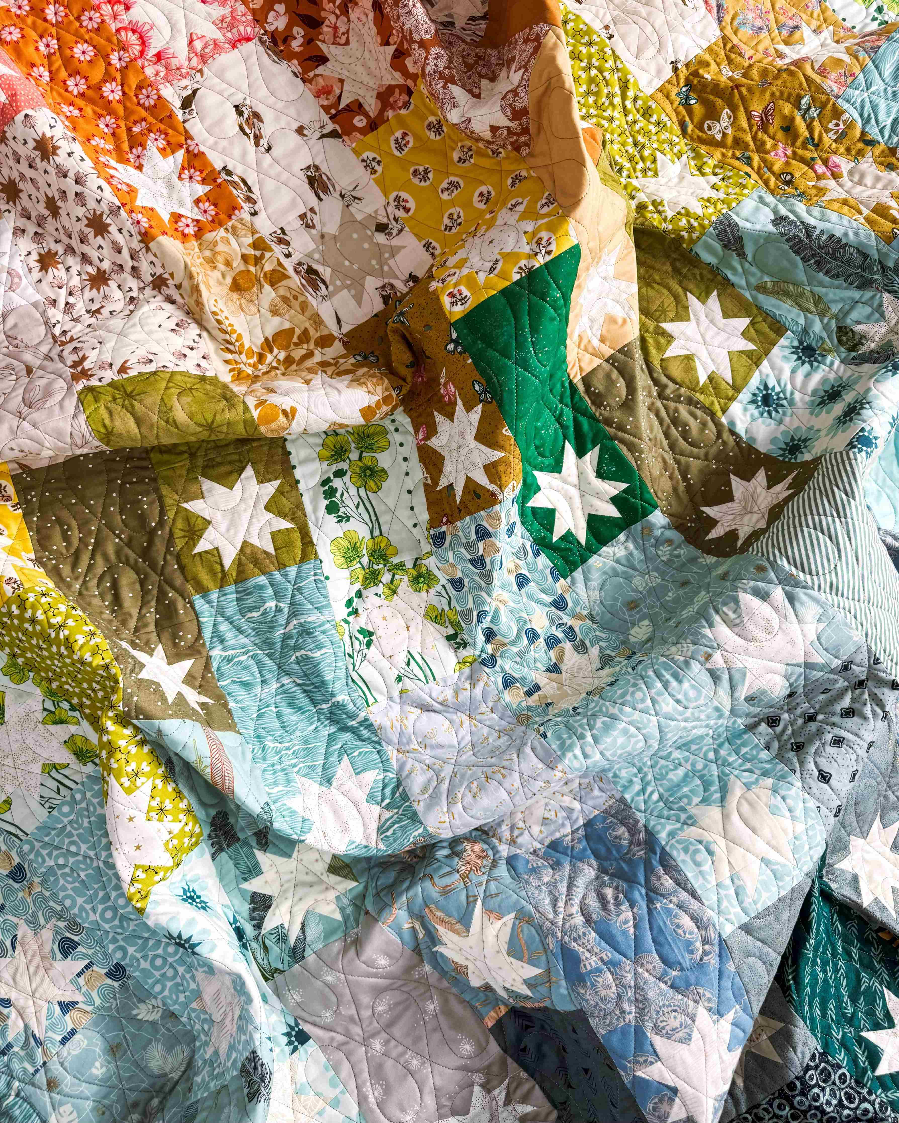 Custom Eclectic Boho Starlets Quilt | Pastel Rainbow Heirloom – La ...